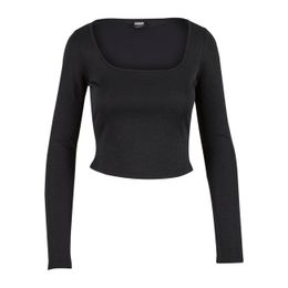 T-Shirt Urban Classics "Urban Classics Ladies Glitter Square Neck Longsleeve", Damen, Gr. XL, schwarz, 100% Kunststoff, unifarben, skinny fit, eckiger Ausschnitt, Shirts T-Shirt