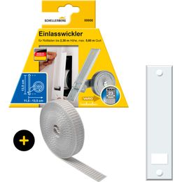 Einlass-Gurtwickler Schellenberg "Unterputz, inkl. Abdeckplatte wei&szlig; und Rollladengurt in grau oder wei&szlig;", grau, 1 Stk., Gurtwickler, 13,5 cm Lochabstand f&uuml;r das Rollladensystem Maxi