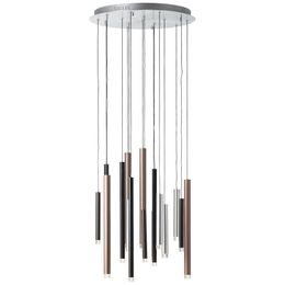 Brilliant Pendelleuchte "Cembalo", braun (braun, kaffee), 16, Ø 55,3cm H: 180cm, 1 Stk., Leuchten, LED Hängelampe 16flg braun/Kaffee, Pendelleuchte
