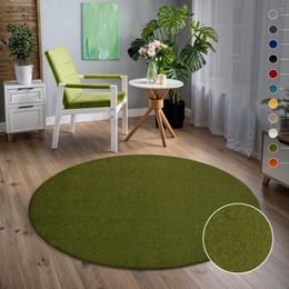 Teppich Sanat "Uni", gr&uuml;n, H:13mm &Oslash;:150cm, Kunstfaser, Teppiche, Teppich, robuster Kurzflorteppich, gro&szlig;e Farbauswahl, Wohnzimmer, alle R&auml;ume