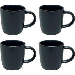Becher "Belli", schwarz, 4 Stk., Steingut, LeGer Home by Lena Gercke, Trinkgefäße, Becher, Scandi Style, 4-teilig