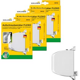 Aufputz-Gurtwickler Schellenberg "Aufschraubwickler Flexo Mini", weiß, 3 Stk., Gurtwickler, aufklappbar und höhenverstellbar, 180 schwenkbar