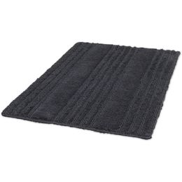 Sch&ouml;ner Wohnen Kollektion Badematte "Bahamas Streifen" Gr. 2, grau (anthrazit), H:30mm, Baumwolle, SCH&Ouml;NER WOHNEN-KOLLEKTION, Badematten, Badematte, waschbar, Streifen Design, Badezimmerteppich, Baumwolle