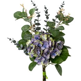 Kunstblumenstrau&szlig; Creativ green "Hortensien-Mix-Bouquet", blau, B:30cm H:56cm T:12cm, Polyester, Kunstpflanzen