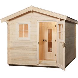 Saunahaus Weka "Mikkeli", beige (natur), Saunaofen, integrierte Steuerung, 9 kW, Saunen, Saunahaus inkl.hochwertiger Elementsauna