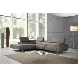 Ecksofa Egoitaliano "Malika, elegant und bequem, Designsofa, L-Form", grau (steingrau), B:300cm H:94cm T:107cm, Luxus-Micofaser Lederoptik (100% Polyester) ist ein neues technisches Gewebe mit einem visuellen und taktilen Aspekt, der dem Nubuk sehr nahe kommt, mit innovativen Eigenschaften. Seine au&szlig;erordentliche Weichheit kommt von einem exklusiven Produktionsprozess, der Unreinheiten und Unregel