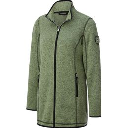 WITT Damen Strickfleecejacke in Longform, eucalyptus-schwarz-gemustert, Gr&ouml;&szlig;e 48