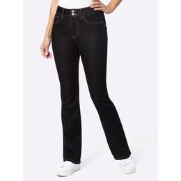 Bootcut-Jeans Classic Basics, Damen, Gr. 23, Kurzgr&ouml;&szlig;en, schwarz (schwarz, denim), 81% Baumwolle, 17% Polyester, 2% Elasthan, unifarben, lang, Jeans
