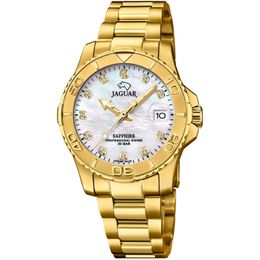 Quarzuhr Jaguar "Executive Diver", gold (goldfarben, perlmuttfarben), Armbanduhren, Damen, Quarzuhr, Armbanduhr, Damenuhr, Saphirglas, Swiss Made, Edelstahlarmband