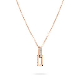 Kette mit Anhänger Liebeskind Berlin "Schmuck Geschenk Edelstahl Halskette Festive Mini Link", rosa (roségoldfarben, kristallweiß), Halsketten, Damen, Edelstahl, L: 45 B: 1mm, mit Zirkonia (synth.), B:1mm