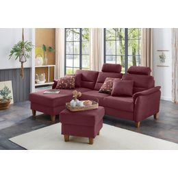 Ecksofa Home Affaire "Palmera L-Form, B: 244 cm - OTTO. Verl&auml;ssliche Qualit&auml;t.", rot (bordeaux), B:244cm H:89cm T:163cm, 100% Polyester;Struktur (100% Polyester);Luxus-Microfaser in Lederoptik (100% Polyester), Sofas, Ecksofa, optional Bettfunktion & Bettkasten, Federkern