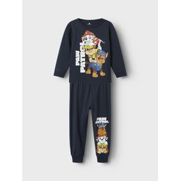 Schlafanzug name it "NMMASPEK PAWPATROL LS NIGHTSET NOOS CPLG", Jungen, Gr. 86 (92), blau (schwarz sapphire), Jersey, Obermaterial: 95% Baumwolle, 5% Elasthan, bedruckt, normal normal, Rundhals, abgesteppte Kante, Homewear-Sets Schlafanzug, mit tollen Prints
