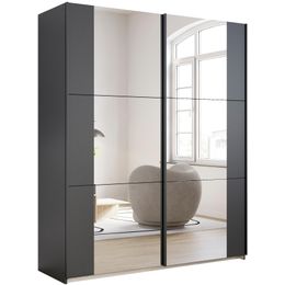 Schwebet&uuml;renschrank Rauch "Kleiderschrank Dreht&uuml;renschrank Schrank Garderobe KRONACH TOPSELLER", grau (graumetallic, griffleisten grau, 2 spiegel), B:175cm H:210cm T:59cm, Holzwerkstoff, Schr&auml;nke, Schwebet&uuml;renschrank, mit Spiegel und viel Stauraum, Metallgriffleisten, MADE IN GERMANY