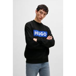 Sweatshirt HUGO BLUE "Niero", Herren, Gr. XL, schwarz (schwarz001), Sweatware, Obermaterial: 100% Baumwolle, unifarben, regular fit h&uuml;ftlang, Rundhals, B&uuml;ndchen, Sweatshirts Sweatshirt, mit Logo-Druck