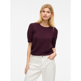 Kurzarmpullover Vila "VIDALO O-NECK S/S KNIT TOP - NOOS", Damen, Gr. XS (34), lila (fig), Strick, Obermaterial: 100% Baumwolle, unifarben, regular fit normal, Rundhals, Rippbündchen, Pullover