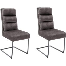 Freischwinger MCA furniture "Lampang", grau (anthrazit, schwarz matt lackiert), B:44cm H:99cm T:64cm, Polyester, St&uuml;hle, Freischwinger, 2er Set, Stuhl mit Stoffbezug im Vintagelook, belastbar bis 120 kg