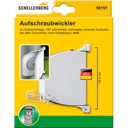 Aufputz-Gurtwickler Schellenberg "Aufschraubwickler für das Rollladensystem Mini", weiß, B:22cm, Gurtwickler, aufklappbar, mit festem Lochabstand, 155 mm, weiß oder braun