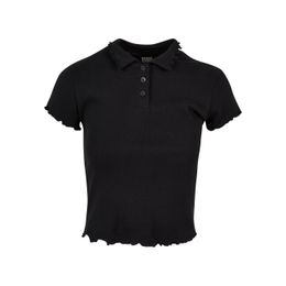 Urban Classics Damen T-Shirt "Urban Classics Damen Ladies Rib Polo Tee"schwarz, Gr. S, unifarben, 97% Baumwolle, 3% Elasthan, Shirts
