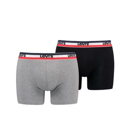 Levi's Boxershorts LEVI'S "LEVIS MEN SPW LOGO BOXER BRIEF ORG 2P", Herren, Gr. S, schwarz (mid grau melange, schwarz), Obermaterial: 95% Baumwolle, 5% Elasthan, k&ouml;rpernah, Unterhosen, mit breitem Logobund