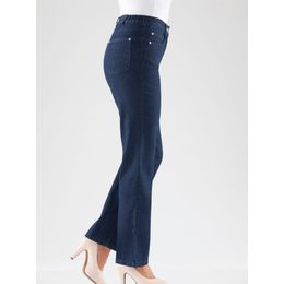 Dehnbund-Jeans Casual Looks, Damen, Gr. 42, Normalgr&ouml;&szlig;en, blau (dunkelblau), 78% Baumwolle, 20% Polyester, 2% Elasthan, unifarben, lang, Jeans