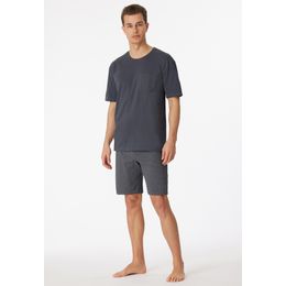 Shorty Schiesser "selected premium inspiration", Herren, Gr. 56 (XXL), 203, anthrazit, Single Jersey, Obermaterial: 100% Baumwolle, gepunktet, unifarben, bequem kurz, Rundhals, Homewear-Sets Shorty