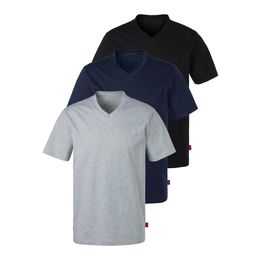 T-Shirt s.Oliver, Herren, Gr. L, blau (grau, meliert, navy, schwarz), Jersey, Obermaterial: 100% Baumwolle, unifarben, Basic, bequem h&uuml;ftbedeckend, V-Ausschnitt, abgesteppte Kante, Shirts T-Shirt, in uni