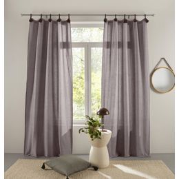 Gardine "Jada" Gr. 2, braun, B:110cm H:175cm, Baumwolle, Baumwolle, LeGer Home by Lena Gercke, Gardinen, Gardine, blickdicht, Bio-Baumwolle, gewebt, verschiedene Gr&ouml;&szlig;en