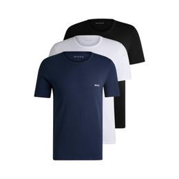 T-Shirt BOSS "Rundhals BOSS ONE", Damen, Gr. XL (54), blau (schwarz, navy, wei&szlig;), Jersey, Obermaterial: 100% Baumwolle, bestickt, unifarben, Basic, Rundhals, eingesetzt normaler Saum, Shirts T-Shirt, mit dezentem BOSS Logo-Print