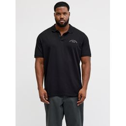 Jack & Jones PlusSize Poloshirt "JJCOLLEGE LOGO POLO SS PLS", Damen, Gr. 5XL, schwarz, Jersey, Obermaterial: 100% Baumwolle, JACK & JONES PLUSSIZE, bedruckt, regular fit, Shirts