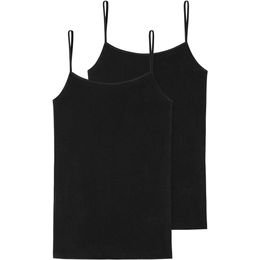 Unterhemd Schiesser "95/5", Damen, Gr. 38, N-Gr, schwarz (000, schwarz), Single Jersey, Obermaterial: 95% Baumwolle, 5% Elasthan, unifarben, k&ouml;rpernah, tiefer Rundhals, Unterhemden Unterhemd, mit Spaghetti-Tr&auml;gern