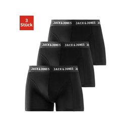 Jack & Jones Boxer JACK & JONES "JACANTHONY im 3er Pack mit Logo-Bund und weichem Griff", Herren, Gr. L, 3 Stk., schwarz, Jersey, Obermaterial: 95% Baumwolle, 5% Elasthan, unifarben mit Farbeinsatz, Unterhosen, unifarben mit Farbeinsatz, modisch, eng anliegend, Baumwollmischung