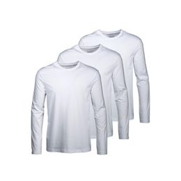 MAN'S WORLD Langarmshirt MAN'S WORLD "neue Farbe ", Herren, Gr. 68/70 (4XL), weiß, Single Jersey, Obermaterial: 100% Baumwolle, unifarben, Basic, regular fit, Rundhals, normaler Saum, Shirts Langarmshirt, Langarm, unifarben, aus Baumwolle, im 3er-Pack