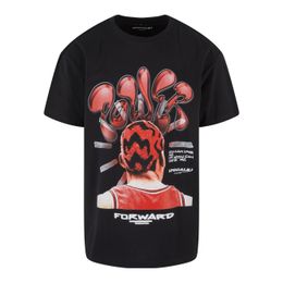 T-Shirt "Upscale by Mister Tee Herren Power Foward 2.0 Oversize Tee", Damen, Gr. L, schwarz, 100% Baumwolle, UPSCALE BY MISTER TEE, bedruckt, oversize, Rundhals, Shirts T-Shirt