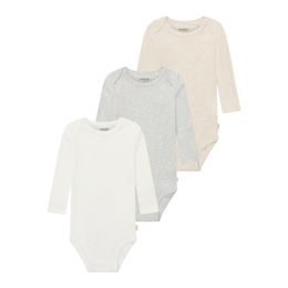 Langarmbody HUGGIES BABYWEAR "HUGB 3PK BODYSUIT", Jungen, Gr. 5 (80), N-Gr, huggies oatmeal htr, Feinripp, Obermaterial: 100% Baumwolle, unifarben, normal lang, Rundhals, abgerundeter Saum, Bodys, 3er-Pack, in Ripp-Optik
