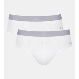 Slip Sloggi "Men GO ABC 2.0", Herren, Gr. M, 2 Stk., wei&szlig;, Single Jersey, Obermaterial: 95% Baumwolle, 5% Elasthan, clean, unifarben, k&ouml;rpernah, Unterhosen Slip, schlicht, Baumwollmix, elastisch, ohne Eingriff