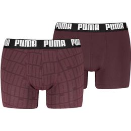Boxershorts Puma "Puma MEN LOGO PRINT BOXERS 2P", Herren, Gr. L, burgundy, schwarz, Single Jersey, Obermaterial: 95% Baumwolle, 5% Elasthan, k&ouml;rpernah, Unterhosen, elastischer Logobund, ohne Eingriff