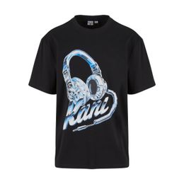 T-Shirt Karl Kani "Karl Kani Kani Headphone Print T-Shirt", Damen, Gr. XL, schwarz, 100% Baumwolle, bedruckt, oversize, Rundhals, Shirts T-Shirt