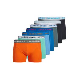 Jack & Jones Trunk JACK & JONES "JACCARL SOLID TRUNKS 7 PACK", Herren, Gr. L, 7 Stk., orange (schwarz navy pack:electric blau lemonade, pool blau, scuba blau, stormy weather, persimmon orange), Jersey, Obermaterial: 95% Baumwolle, 5% Elasthan, unifarben, eng, Unterhosen, mit Marken Schriftzug