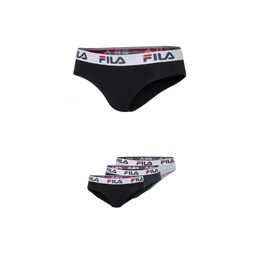 Slip Fila "WOMAN BRIEF", Damen, Gr. XS, schwarz (schwarz navy grau), Obermaterial: 95% Baumwolle, 5% Elasthan. Obermaterial 2: 67% Baumwolle, 28% Polyester, 5% Elasthan, unifarben, körpernah, Unterhosen Slip, mit elastischem Logobund