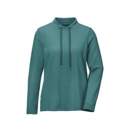 GOLDNER Damen Kurzarmshirt "Kurzgr&ouml;&szlig;e Langarm Viskose-Pullover, Stehbund", gr&uuml;n, Gr. 25, Obermaterial: 70% Viskose CV. 25% Polyester PES. 5% Elasthan