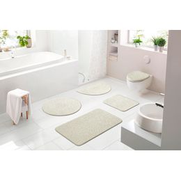 Badematte Grund, H:27mm, wei&szlig;, Kunstfaser, Badematten, "Melos, Badvorleger, Badezimmer Teppich, sehr weich", melierte Optik, sehr weicher Flor,