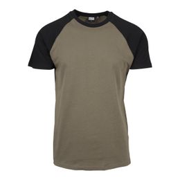 Urban Classics Damen T-Shirt "Urban Classics Herren Raglan Contrast Tee"olive, schwarz, Gr. XXL, mehrfarbig, 100% Baumwolle, Shirts