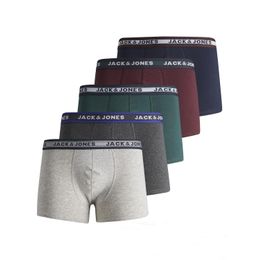 Jack & Jones Trunk JACK & JONES JUNIOR "JACOLIVER eng anliegend mit elastischem Bund", Jungen, Gr. 164, 5 Stk., gr&uuml;n (dunkelgr&uuml;n melange), Jersey, Obermaterial: 95% Baumwolle, 5% Elasthan, meliert, eng, Unterhosen, meliert, modisch, eng, Jersey