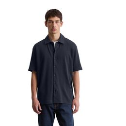 Marc O'Polo Kurzarmshirt MARC O'POLO "mit elastischer Rippstruktur", Herren, Gr. XL, blau (schwarz navy), Obermaterial: 97% Baumwolle, 3% Elasthan, unifarben, Basic, regular fit, Shirts