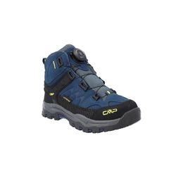 Outdoorschuh CMP "KIDS KIRUNA MID FITGO WP TREKKING SHOES", Kinder, Gr. 28, gelb (blau ink, gelb), Leder, Schuhe Outdoorschuh, wasserdicht