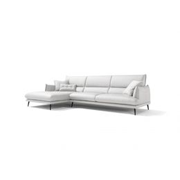 Ecksofa Egoitaliano, B:265cm H:90cm T:225cm, weiß, Leder, Wohnzimmer, Sofas, "FUNNY, hochwertiges & aktuelles Design, bequeme Rückenlehne, L-Form",