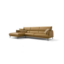 Ecksofa Egoitaliano, B:265cm H:90cm T:225cm, beige, Leder, Wohnzimmer, Sofas, "FUNNY, hochwertiges & aktuelles Design, bequeme Rückenlehne, L-Form",