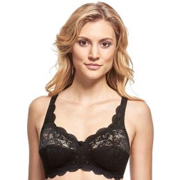 B&uuml;gelloser BH SuSa, Damen, Gr. 75, Cup B, lila (pflaume, schwarz), 77% Polyamid, 15% Baumwolle, 8% Elasthan, BHs BH Spitzenw&auml;sche BH-Set Spitzen-BH B&uuml;gelloser-BH