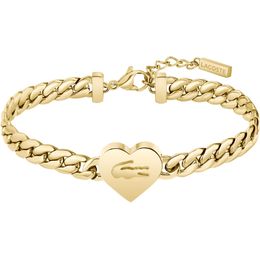 Lacoste Damen Panzerarmband "LOVE MY CROC", 16,5cm, Edelstahl, gold, Edelstahl, Armbänder