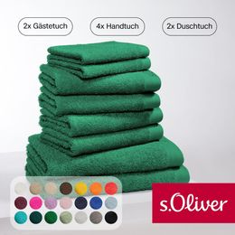 Handtuch Set s.Oliver, gr&uuml;n, Walkfrottier, Obermaterial: 100% Baumwolle, Handtuch-Sets, "s.Oliver, Premium Qualit&auml;t, 600 gr/m&sup2;", 2 G&auml;stet&uuml;cher 30x50,